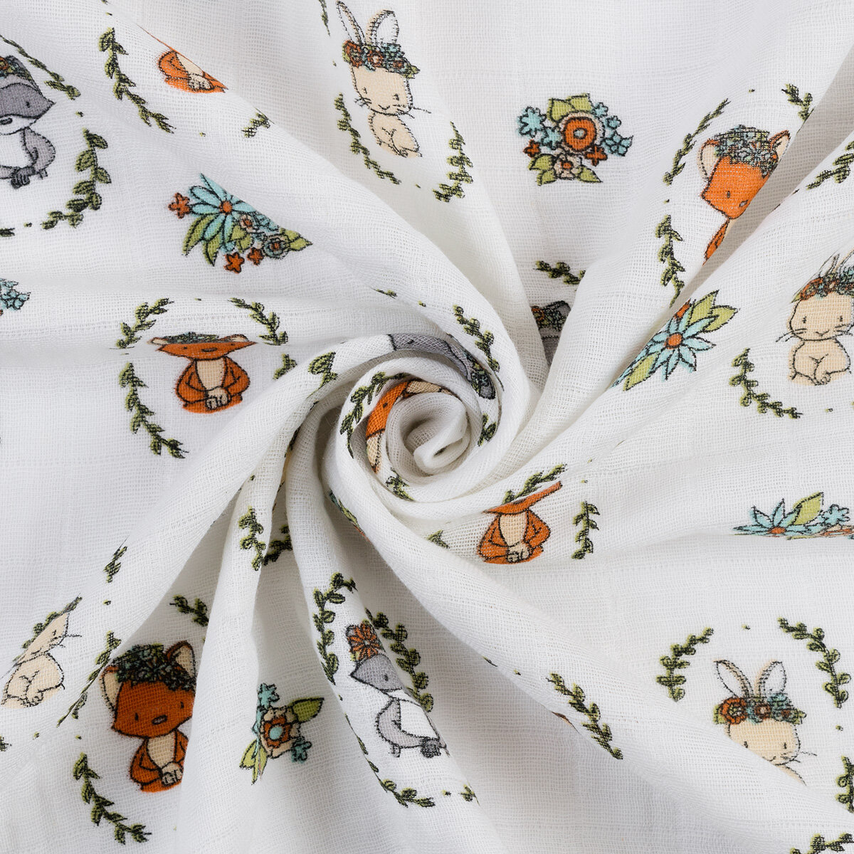 Ткань муслиновая отрез 100x125 см 100% хлопок "PEPPY" SMD EMBRACE, Shannon Fabrics, flower crowns saltwater