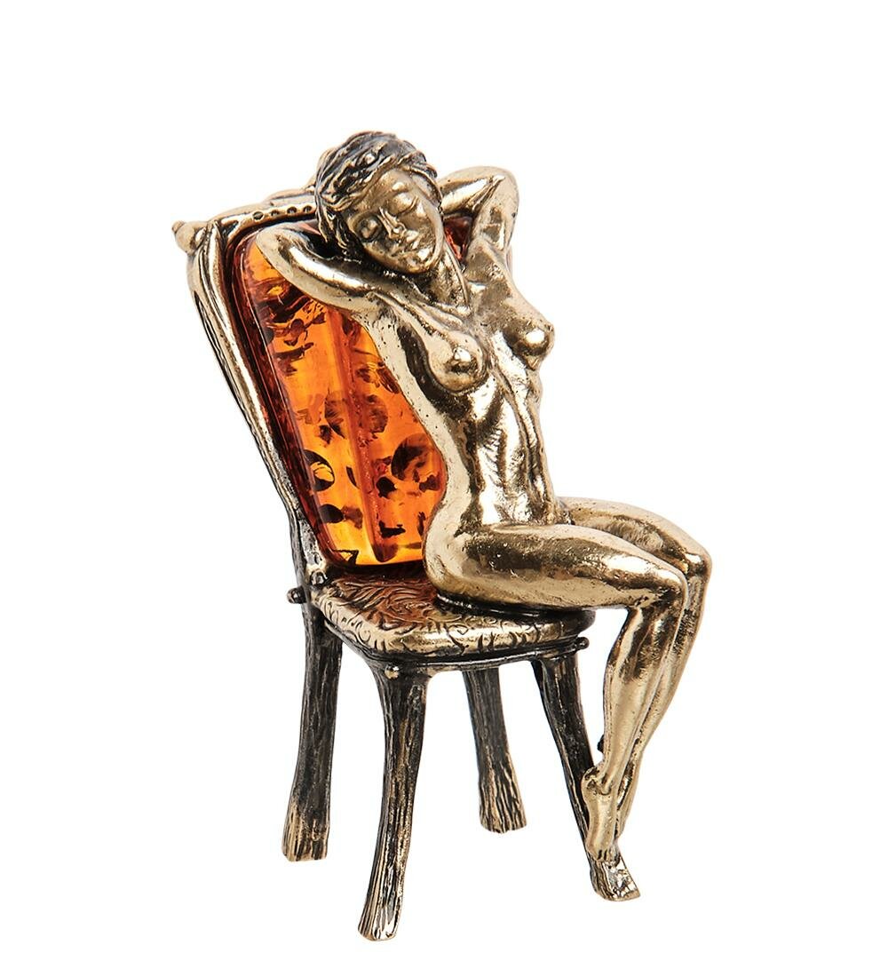 Фигурка Девушка Грация (латунь, янтарь) A2087836 Народные промыслы, бронзовый