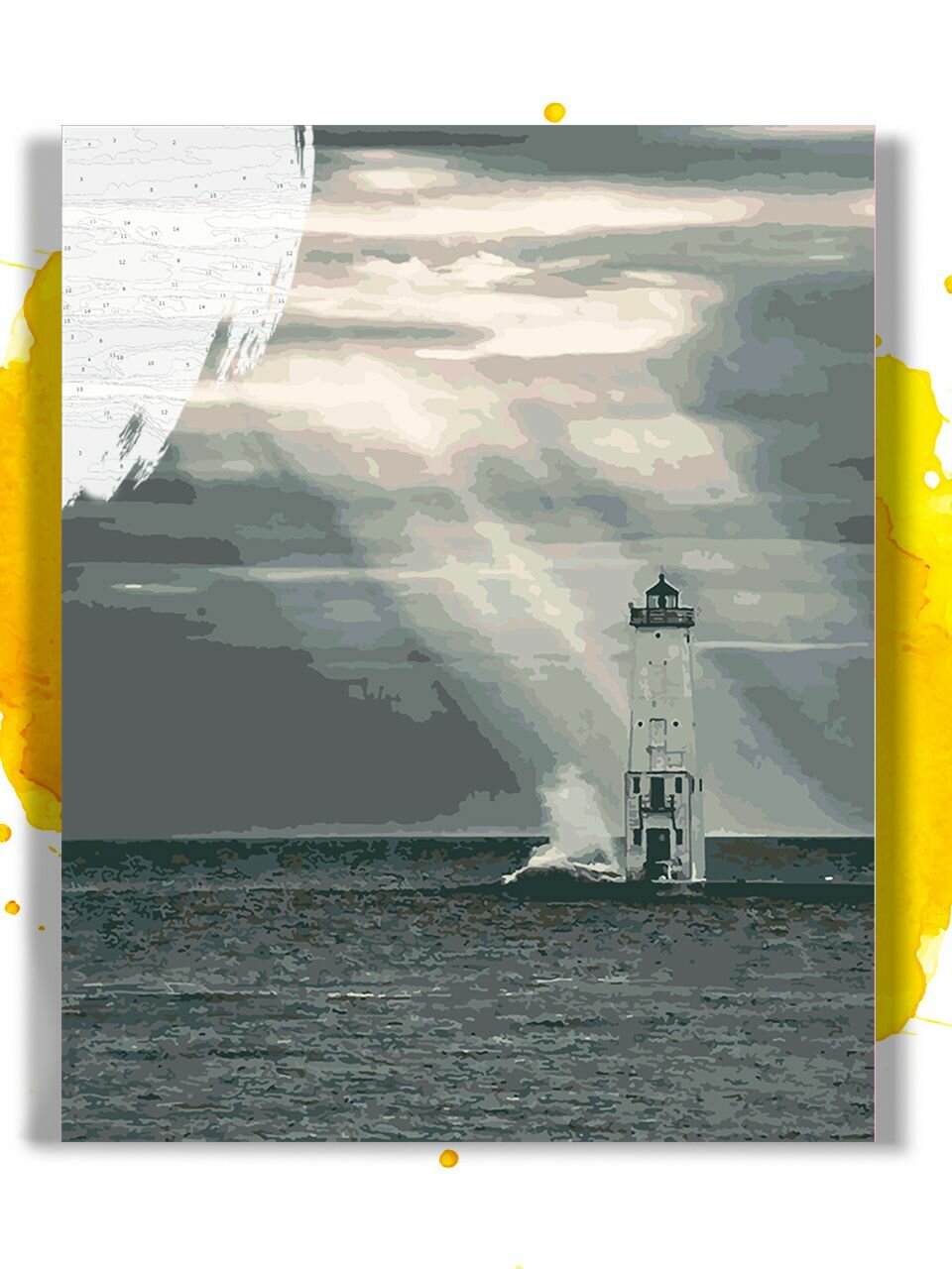 Картина по номерам на холсте Маяк в пробирающихся лучах, 40 х 50 см