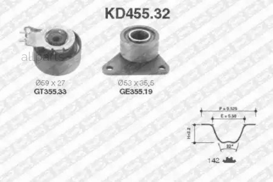NTN-SNR KD455.32 Ремкомплект ГРМ VOLVO 1.8.2.5T 98->(142SP+GT355.33+GE355.19) SNR NTN-SNR KD455.32