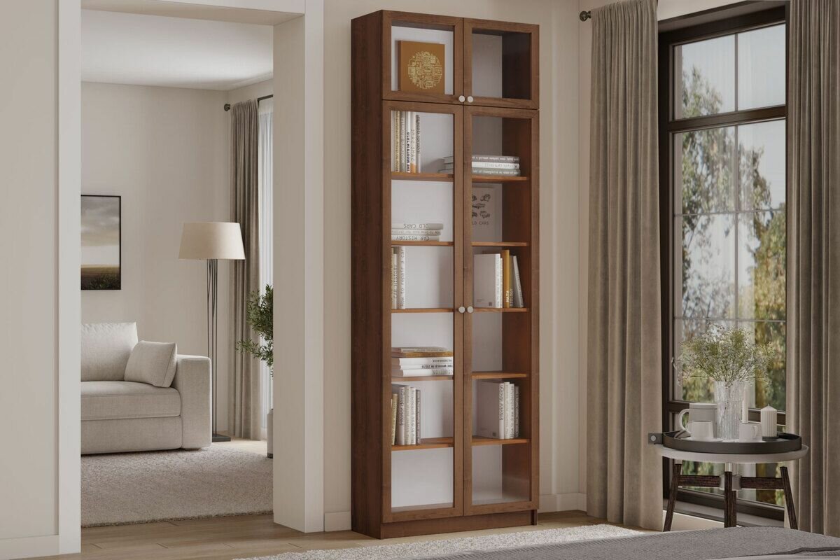 Библиотека Билли-20 Хит с антресолью Орех Экко для документов для книг для обуви для одежды для посуды двухдверный 80*250*40