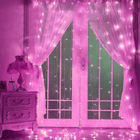 Гирлянда штора 3х2,5м розовая