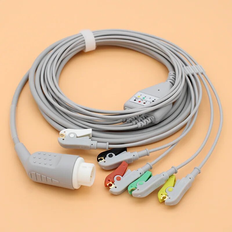5-проводной кабель для ЭКГ Philips ECG-H-5 5-Lead IEC Clip
