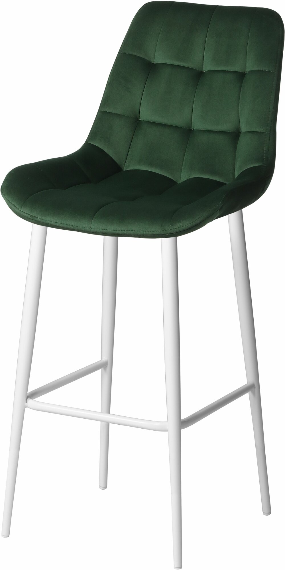Барный стул Ambe Эйден, для кухни мягкий, 75 см, зеленый, каркас белый