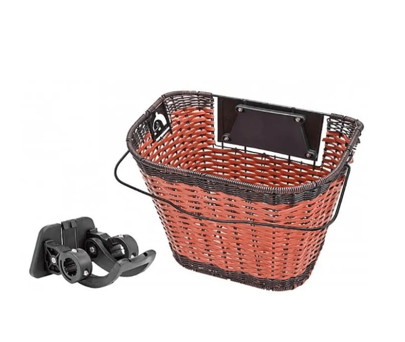 Корзина STELS JL-262 передняя универсальная плетёная, стальная/пластиковая, черно-коричневая
