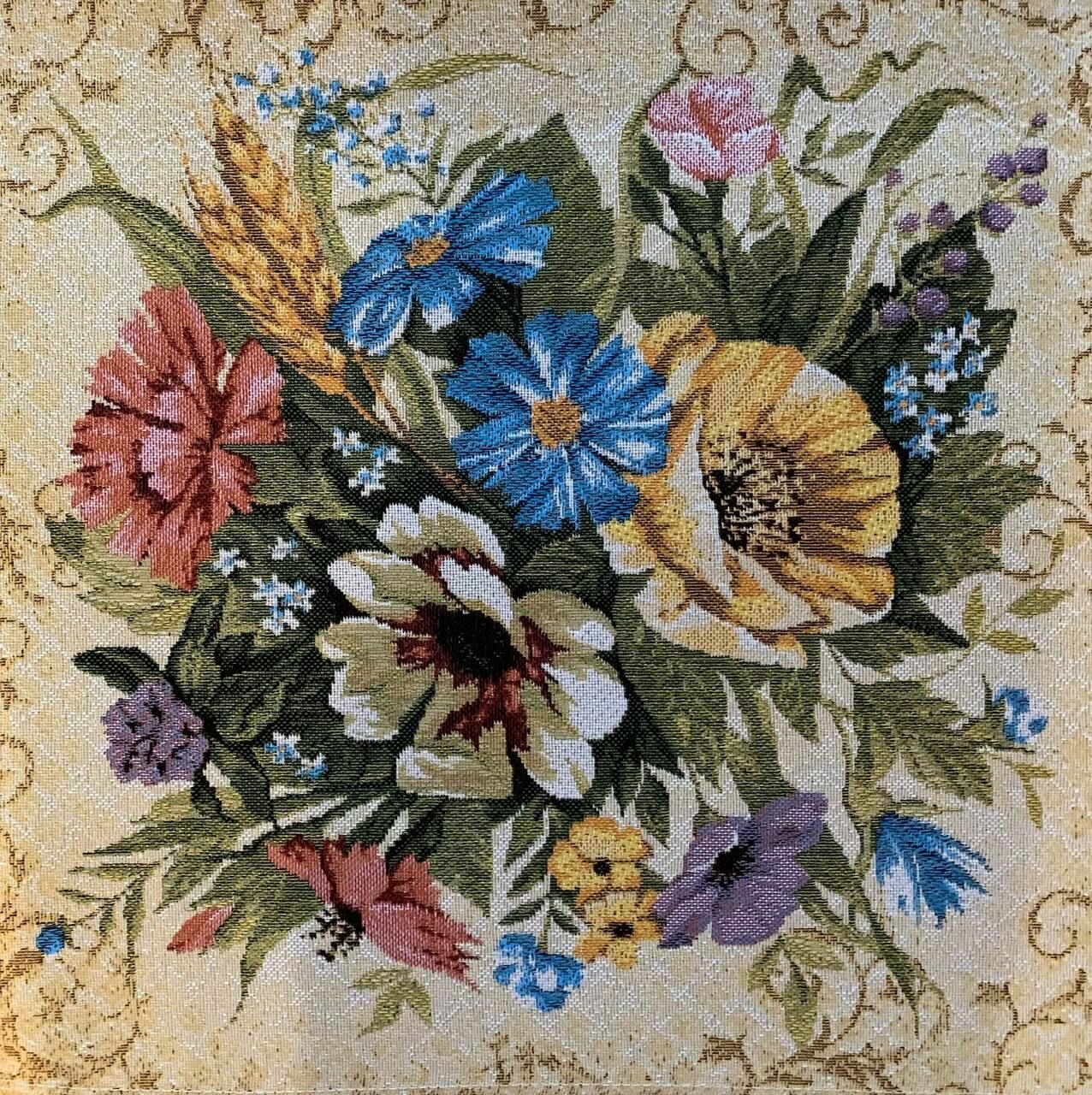 Гобелен, гобелен без рамы 33х33 см / "Букет. Август"