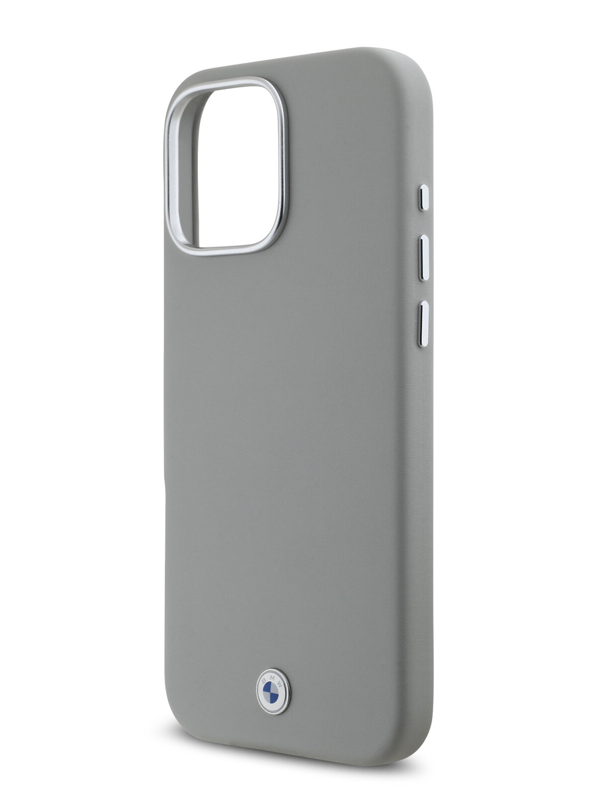 BMW для iPhone 16 Pro Max чехол Signature PU Full Wrapped Metal logo & Camera Hard Grey (MagSafe)