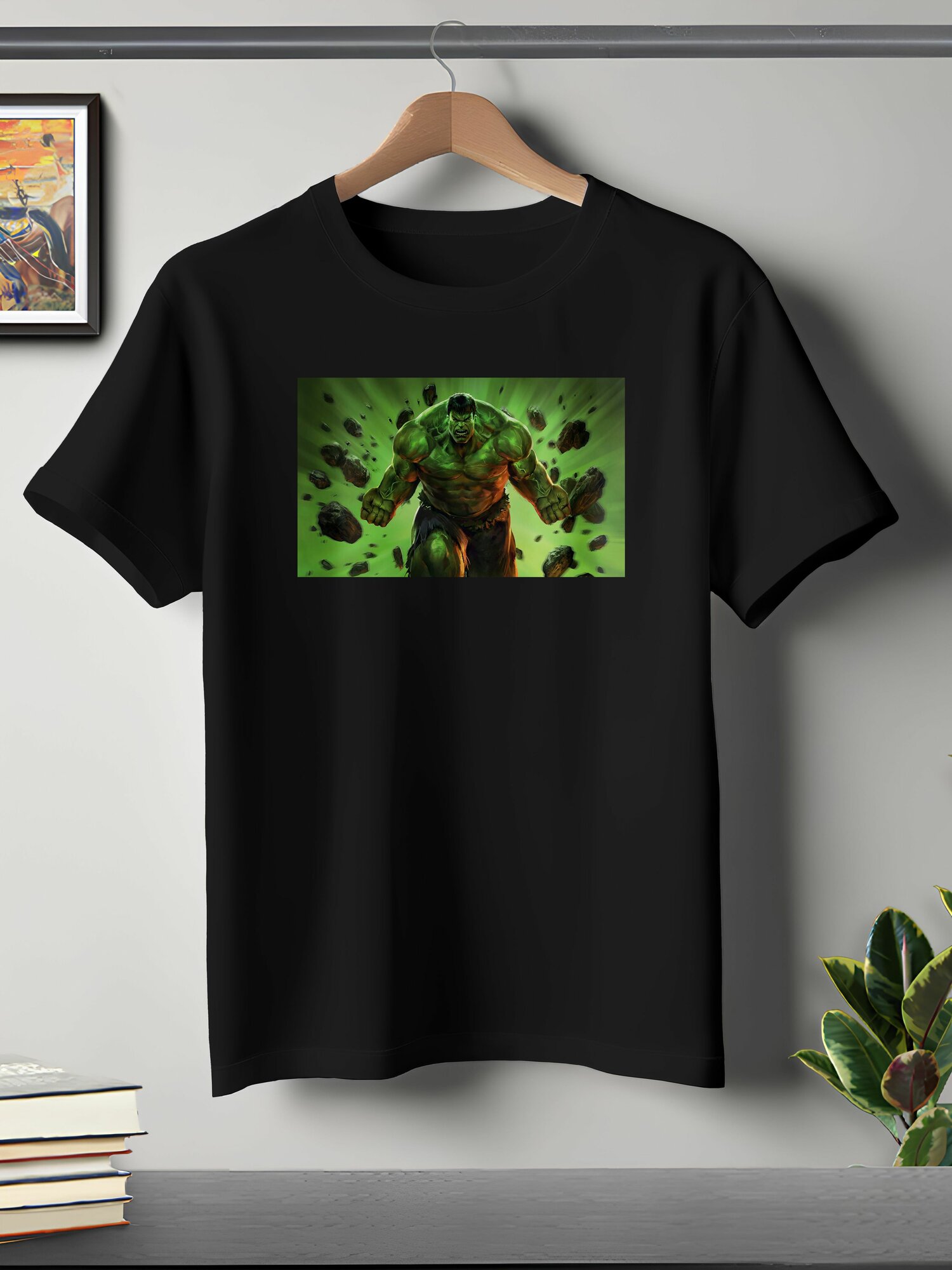 Футболка ONEQ унисекс 50-52 (XL) размер с принтом Халк, черная