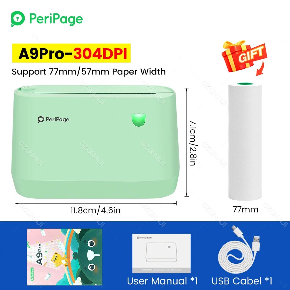 PeriPage A9 Термальный принтер 77mm-304dpi-A9Pro