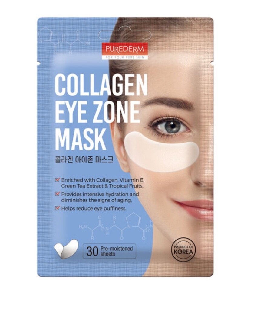 Патчи TENZERO Purederm Collagen, с коллагеном, 30 шт