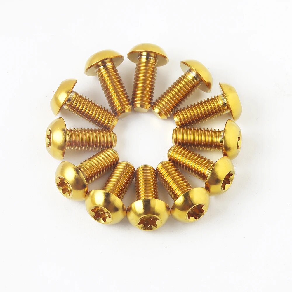 Tитановые болты XMSJ для дисковых тормозов велосипедов 12 шт. 12pcs Gold, M5x10mm