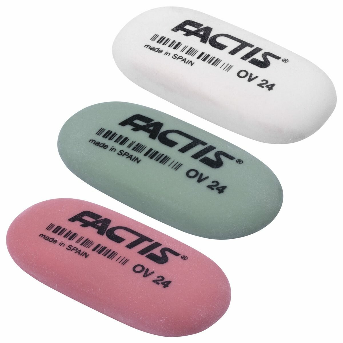 Ластик Factis OV 24, 49х24х9мм, разные цвета, овальный, мягкий (CMFOV24), 24шт.