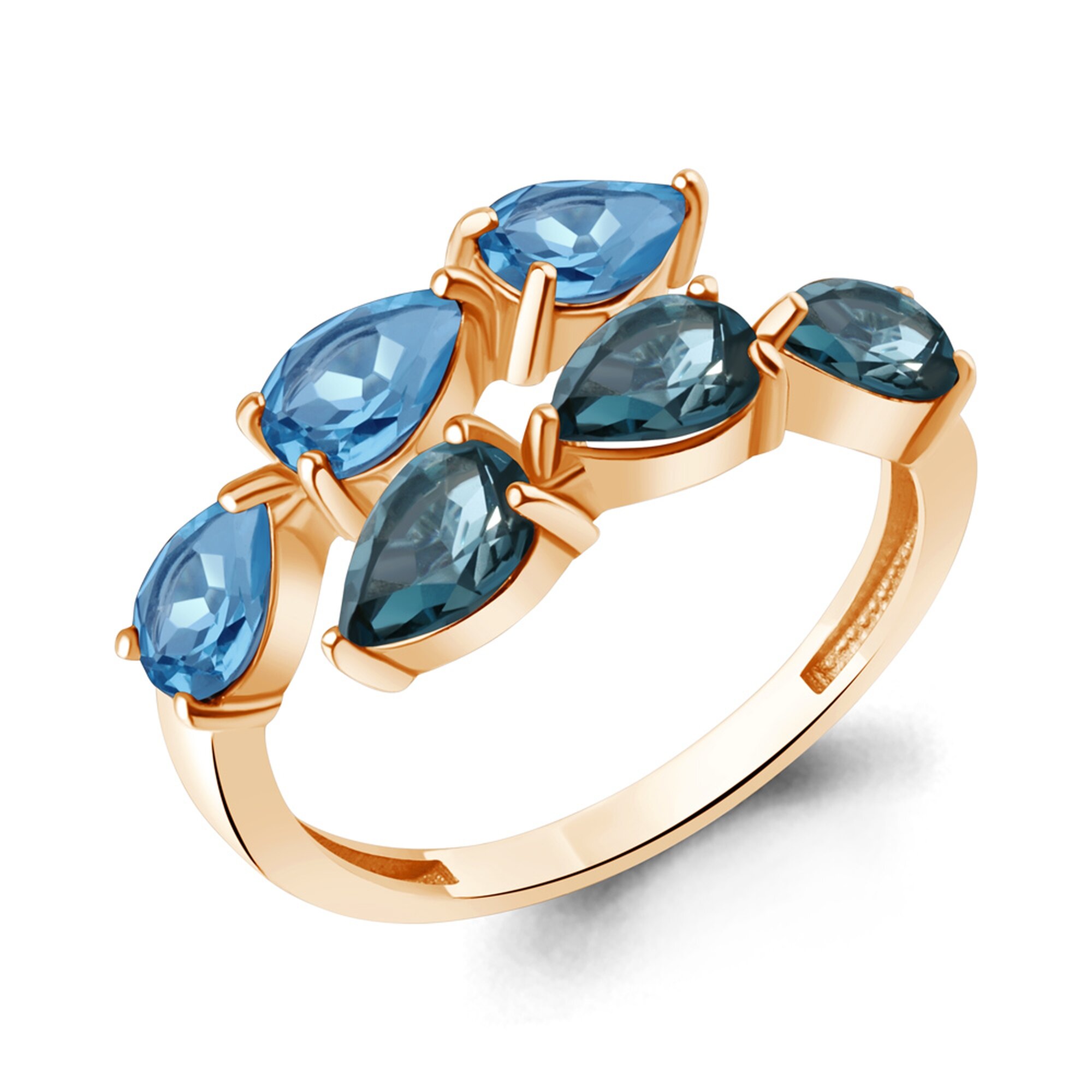 Кольцо дорожка, серебро, 925 проба, золочение, топаз, Лондон топаз