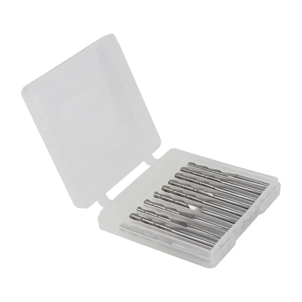 JEKUIVEEY Фрезы концевые плоские спиральные 2 зуба 3.175 мм для гравировки 2.0xD3.175x17