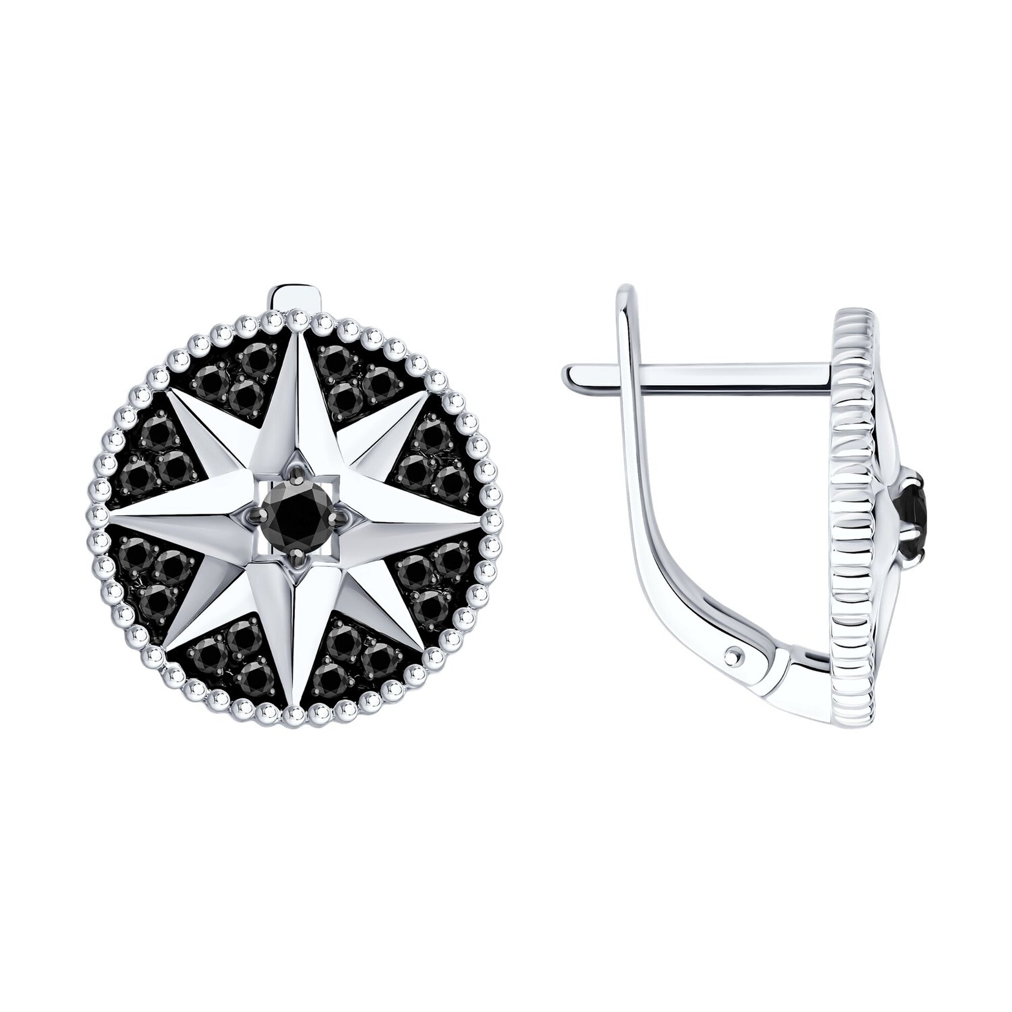 Серьги, белое золото, 585 проба, бриллиант