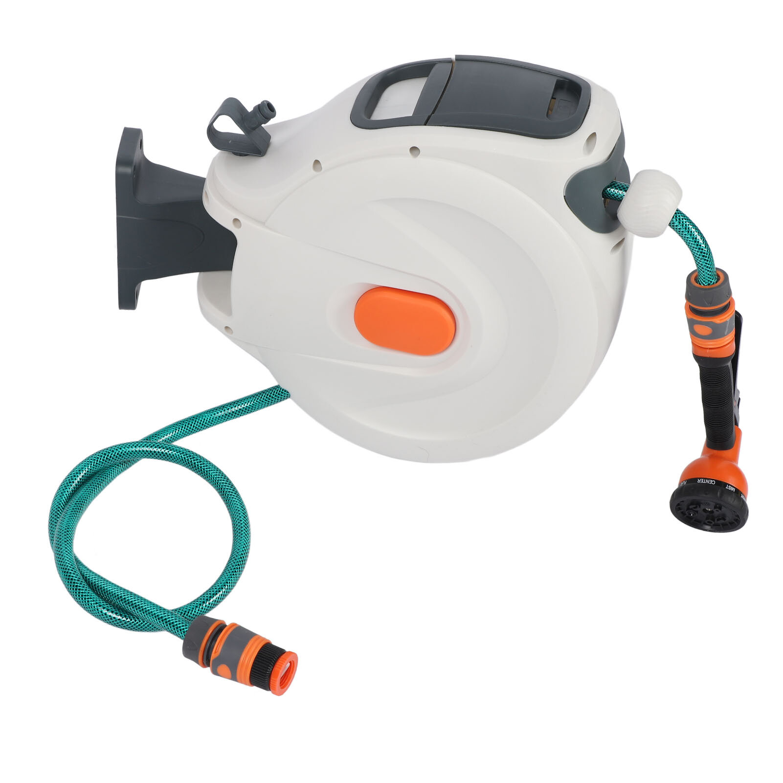 Выдвижная катушка для садового шланга, отдельно стоящее настенное крепление с насадкой-распылителем, замок любой длины, медленный возврат, поворот на 180°, 10 м