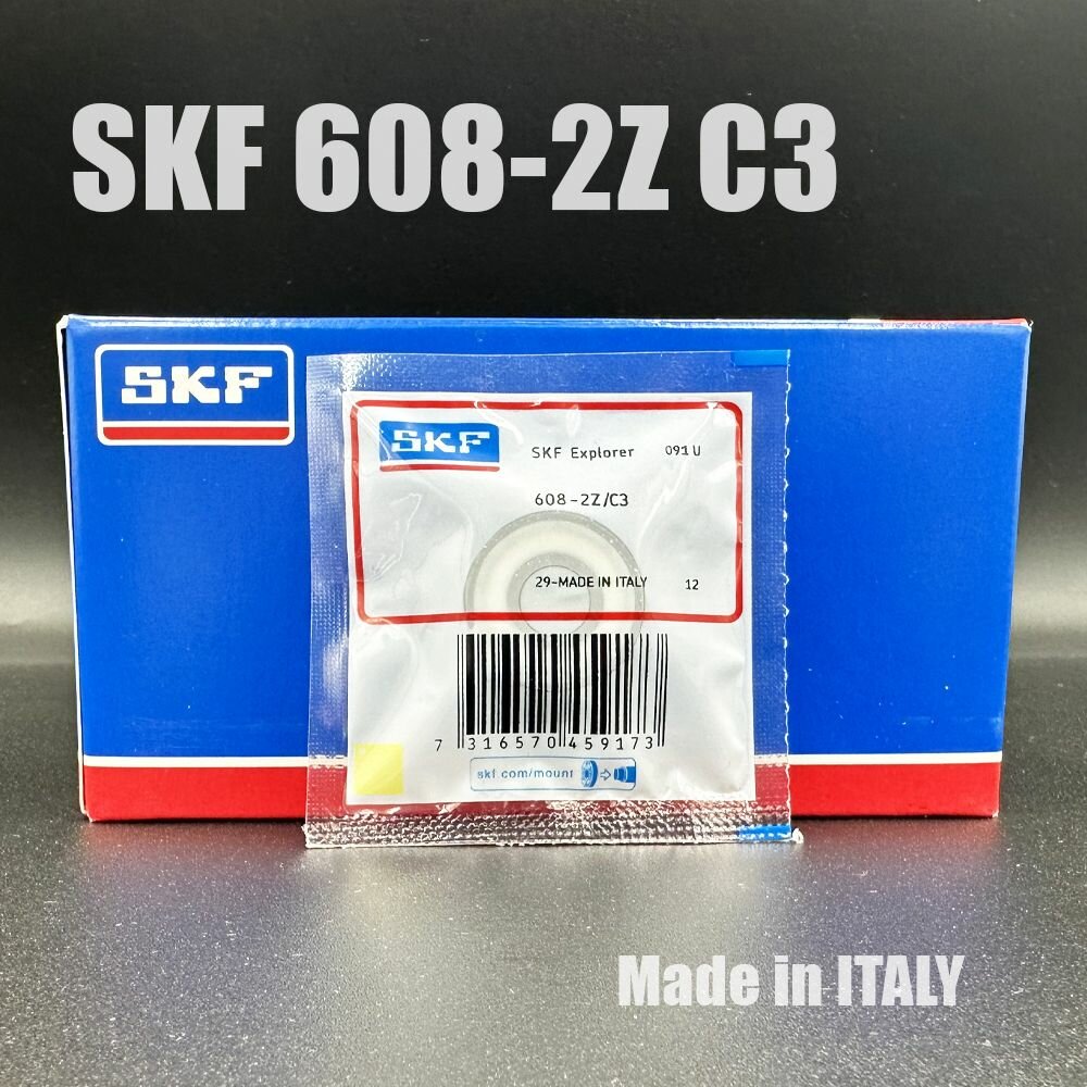 Подшипник SKF 608-2Z C3 (608 ZZ / 80018) 8*22*7 Made in Italy