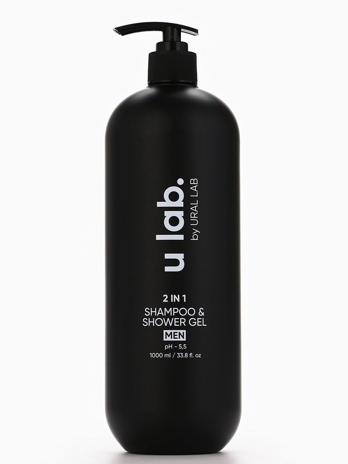 Гель для душа URAL LAB и шампунь мужской 2в1, 1000 мл