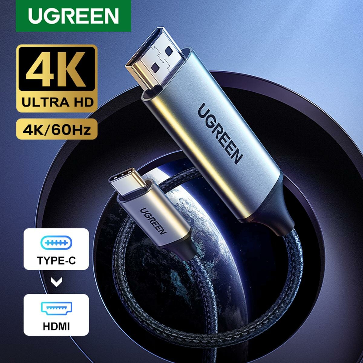 Кабель Ugreen USB C HDMI Type C в HDMI Thunderbolt 3 конвертер для MacBook Huawei Mate 30 Pro USB-C HDMI адаптер USB Typ