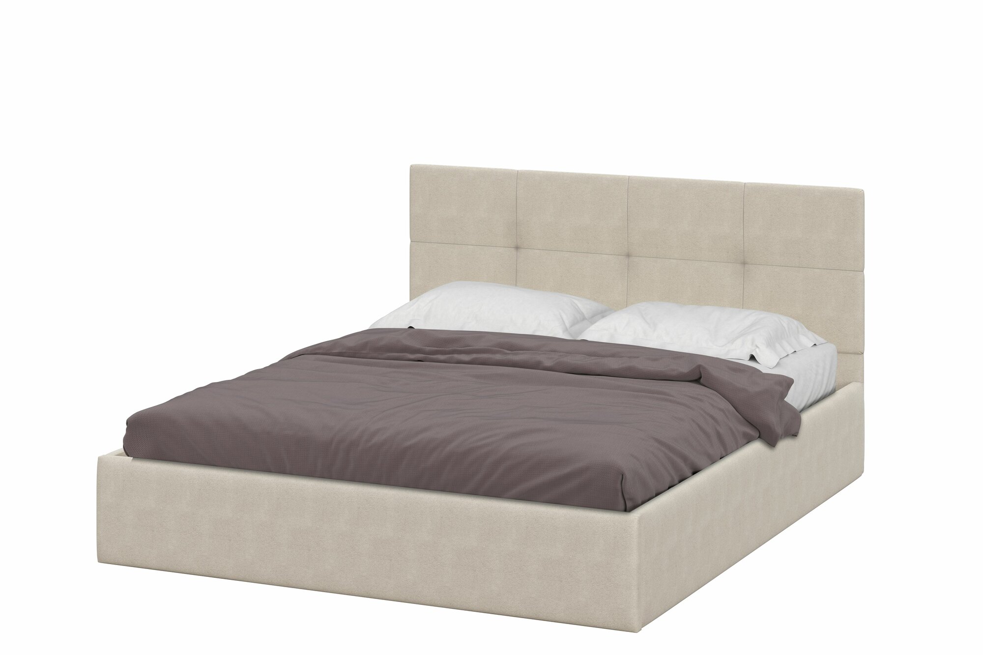 Кровать двуспальная мягкая №4 Бежевый , с настилом ЛДСП, мягкое изголовье 1654х 900х2042 1600х2000 мебельный РАЙ