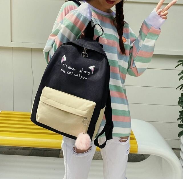 Рюкзак школьный 4 в 1, для девочки, для мальчика, черно-белый