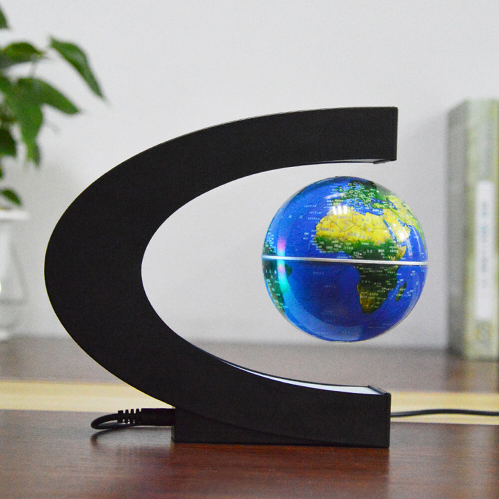 3-дюймовый плавающий магнитный левитационный глобус, карта мира, глобус с основанием в форме буквы С, светодиодные лампы для украшения стола домашнего офиса для обучения