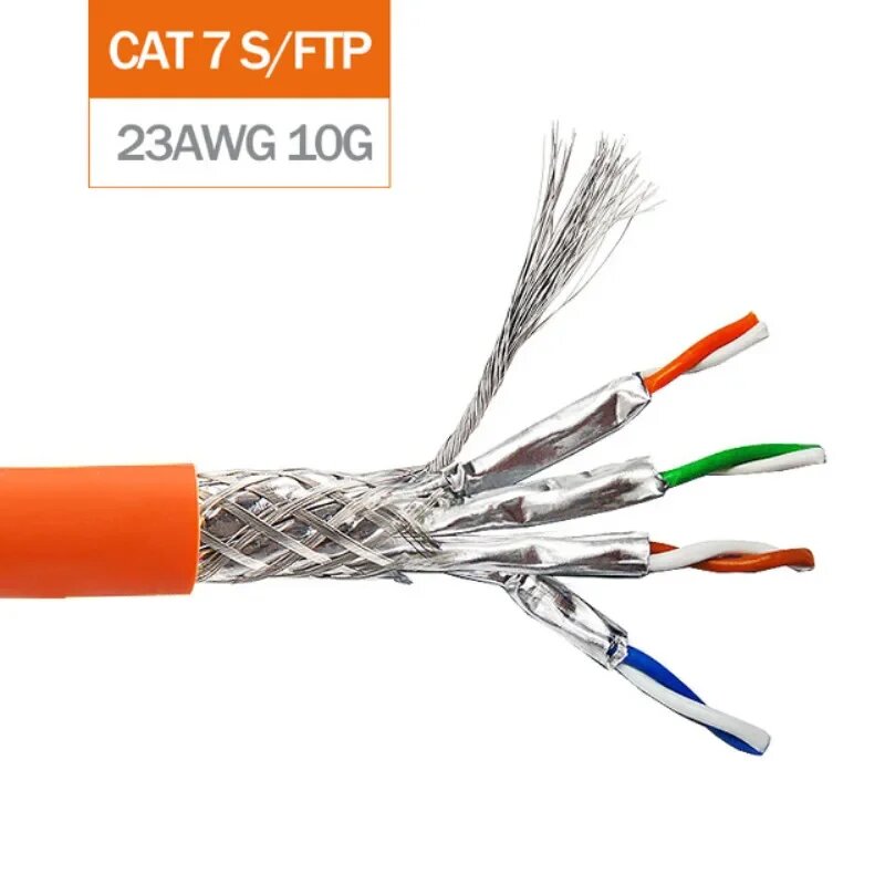 Сетевой кабель 10G Cat6A Cat7 RJ45, двойное экранирование, высокоскоростной Интернет Ethernet, патч-корд, маршрутизатор, ноутбуки Cat 7, Lan-кабель Cat7 Orange, 25m