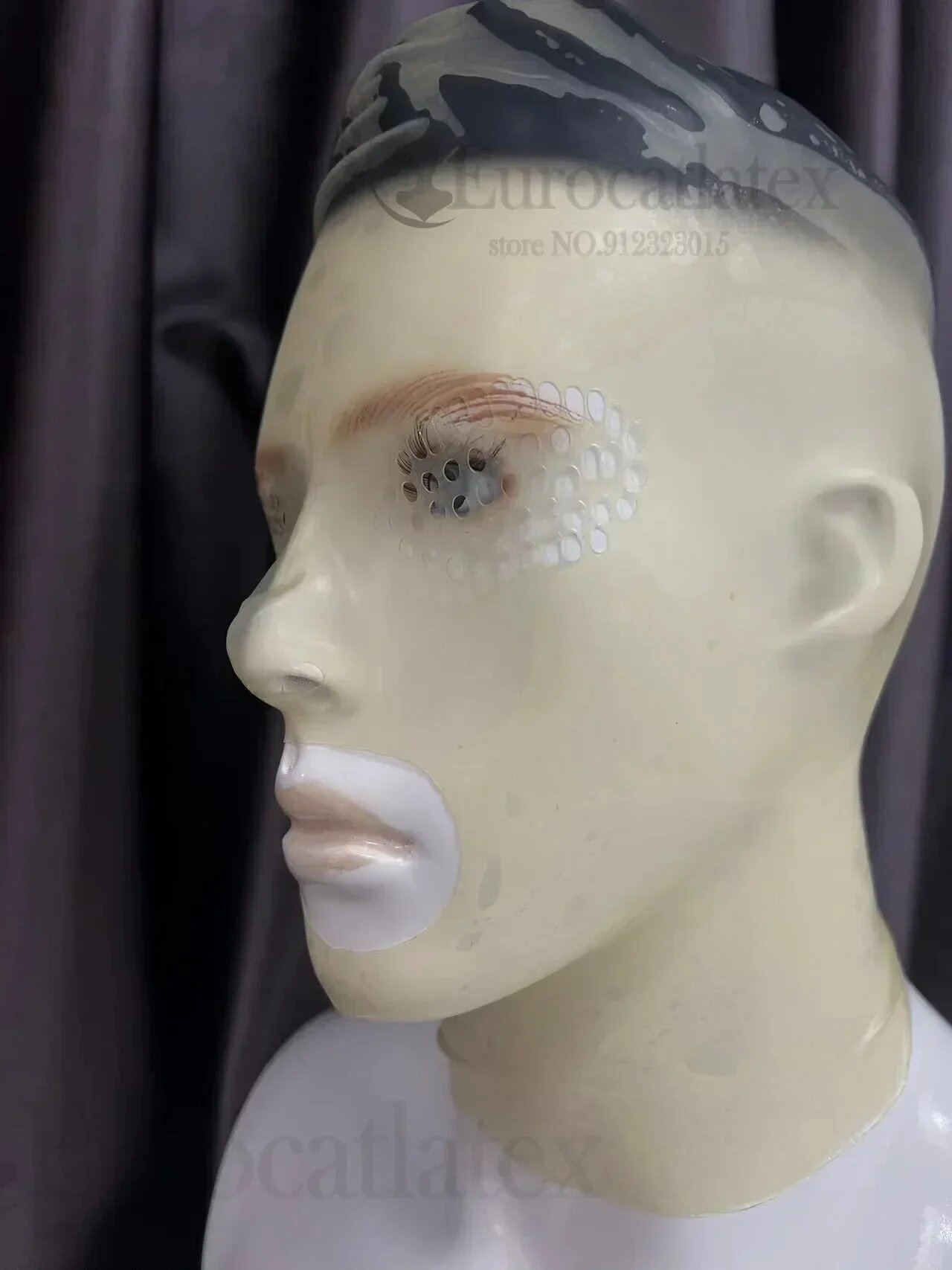 Латексный капюшон с маской, размер M, цвет transpant mouth