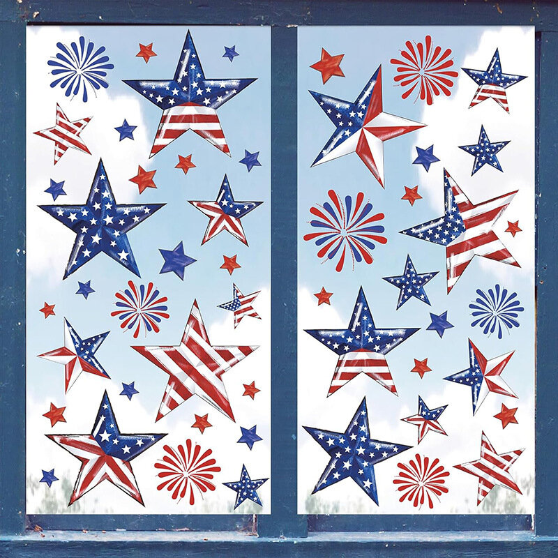 Наклейки на стену с изображением американского флага, звезды, красные, синие обои с фейерверком, съемные виниловые наклейки для украшения стен на День независимости, окна, холодильника, гостиной, домашнего декора, самоклеящиеся наклейки из ПВХ