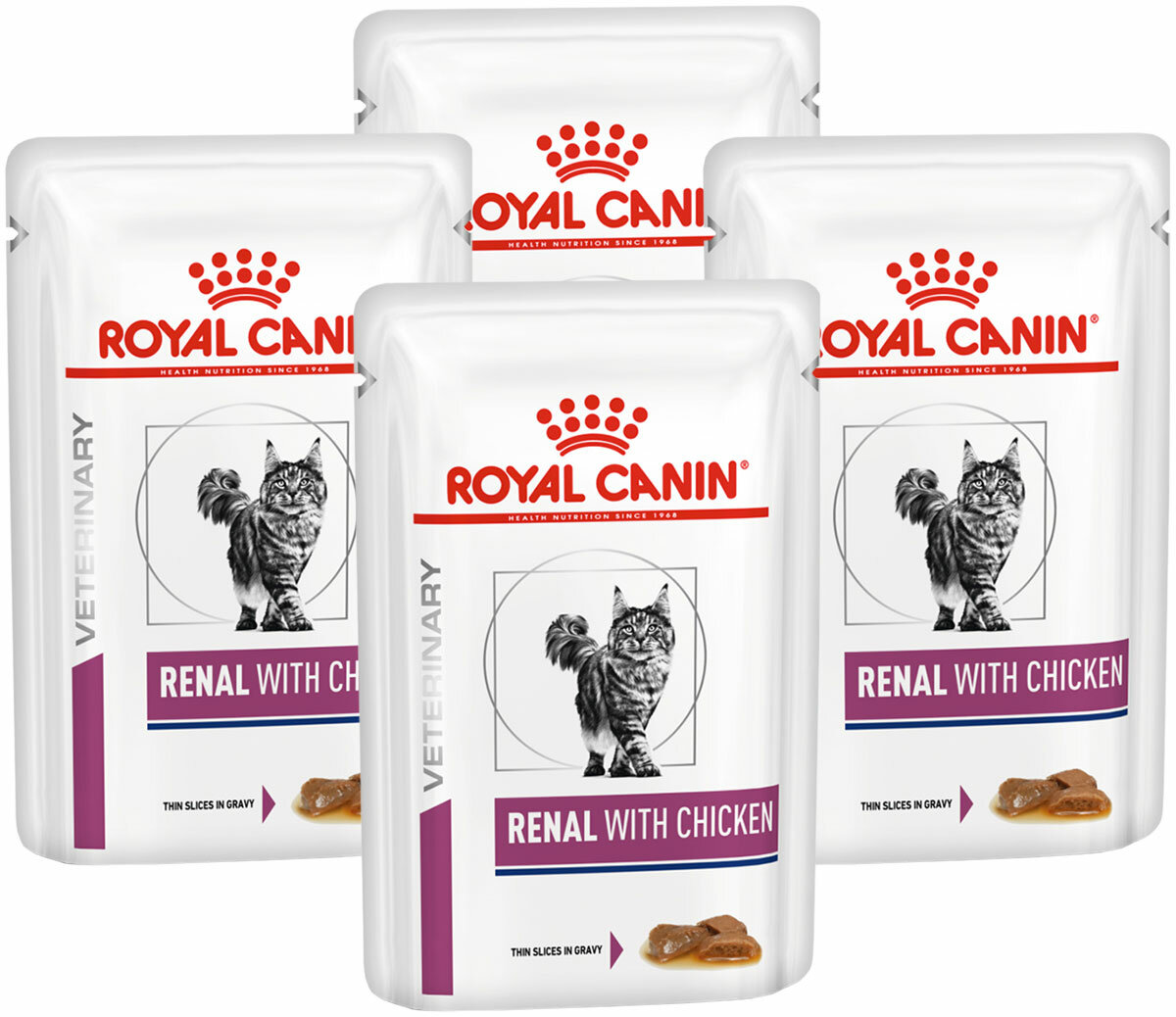 Корм влажный Royal Canin Renal для взрослых кошек, при хронической почечной недостаточности, с курицей, в соусе, 85 г х 4 шт