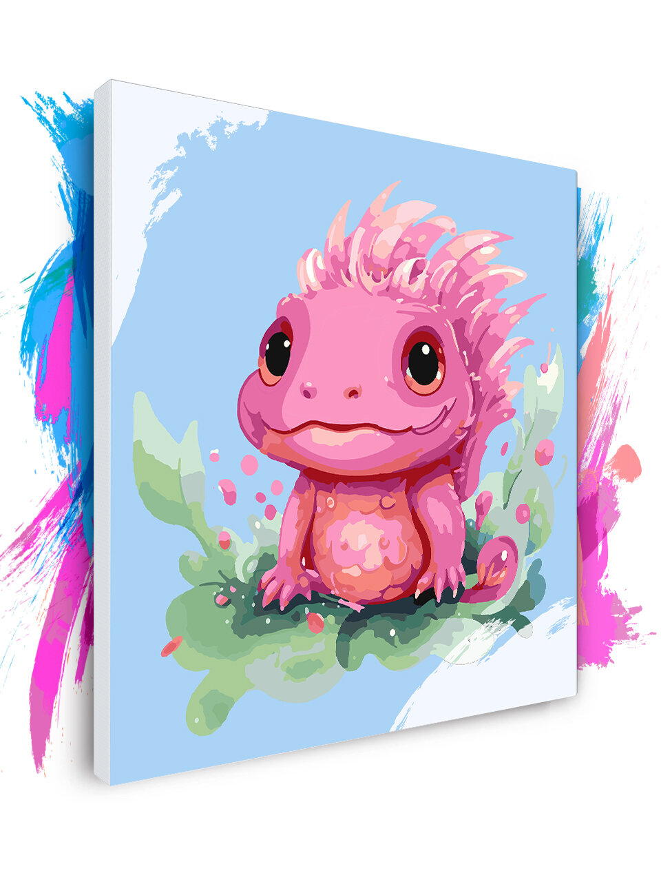 Картина по номерам на холсте Розовый аксолотль, 50 х 50 см