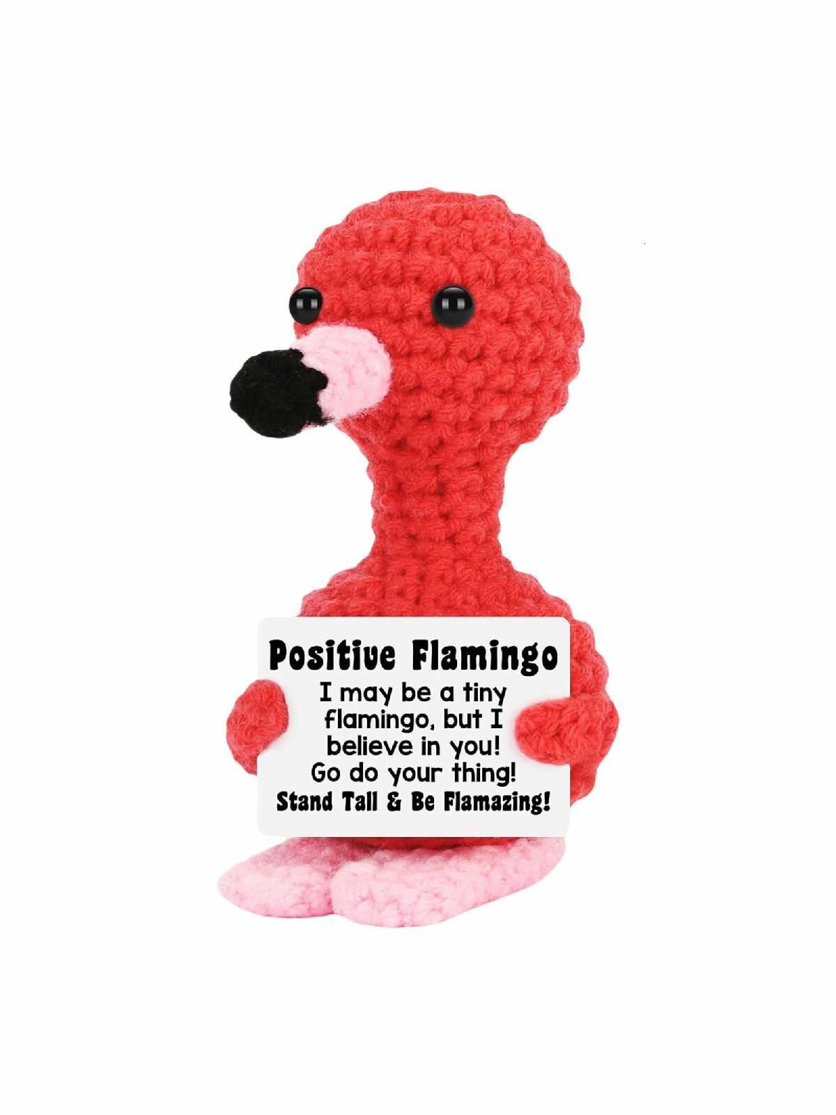 Статуэтка, Шерстяная кукла ручной работы, связанная крючком-Фламинго