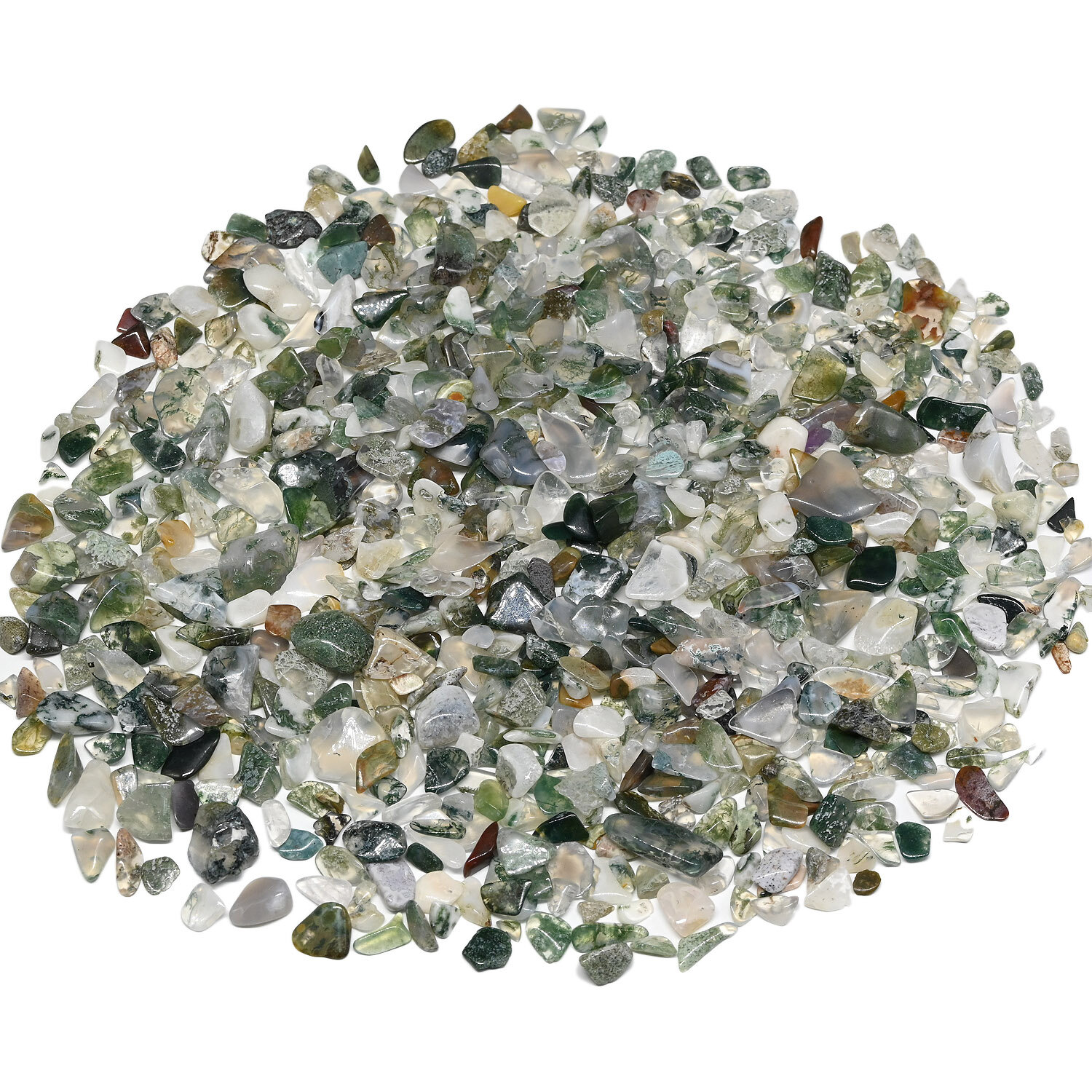 Агат моховой галтовка фракция 3-5мм, упаковка 100г .