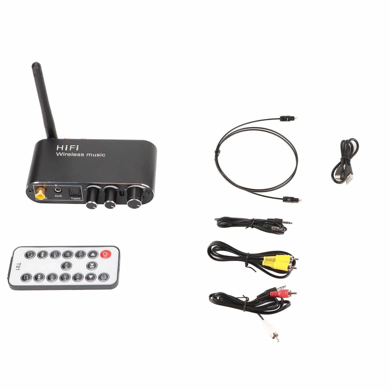 Цифроаналоговый аудиопреобразователь DAC T01 Bluetooth 5.1 для подключения двух устройств с дистанционным управлением