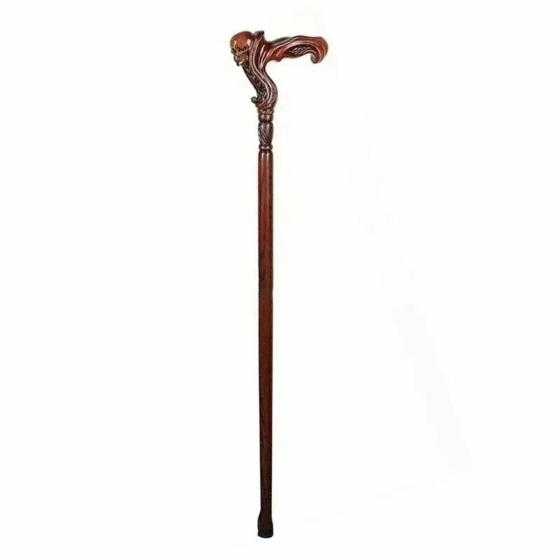 Резная деревянная трость с противоскользящей ручкой, - Череп