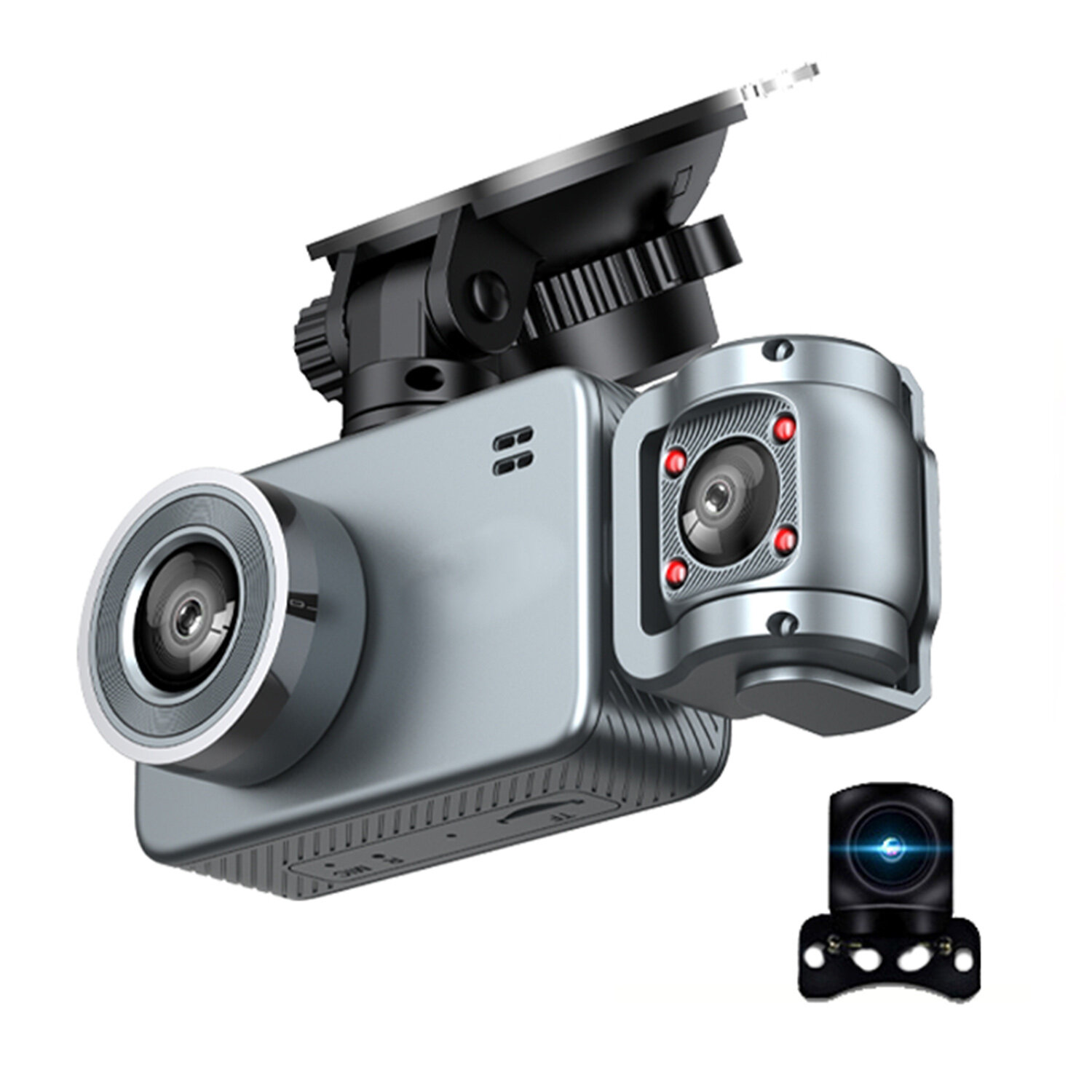 Запись вождения CARDVR автомобильная камера с 3 линзами, 4K, 3840*2160P передняя/1280*720P внутренняя/1280*720P задняя, угол обзора 170°, 170°, 120°, WiFi, экран 2.0 дюйма IPS, поддержка 8-128GB, ABS, 10.4x4.4x3.7cm, 30fps, MP4, 200W, JPEG, 8-36V, TYPE-C