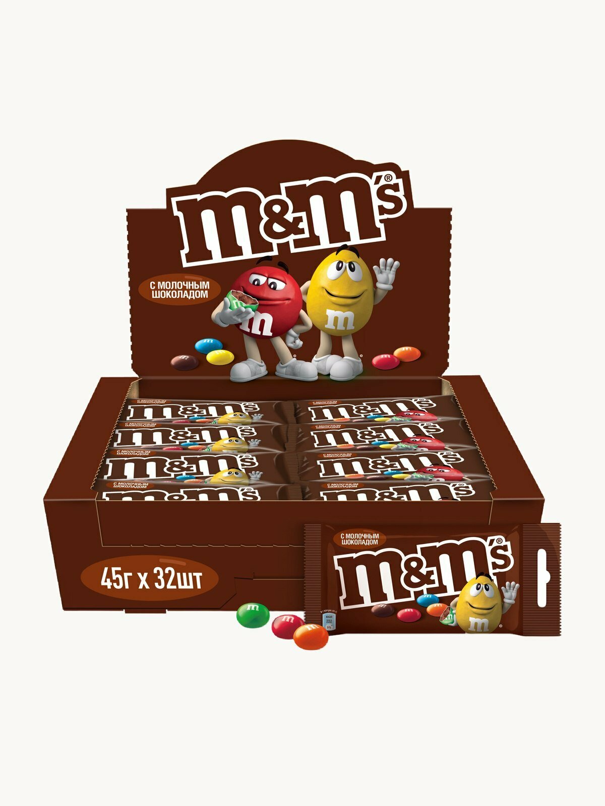 Конфеты M&M's драже c молочным шоколадом, 32 штуки по 45 г
