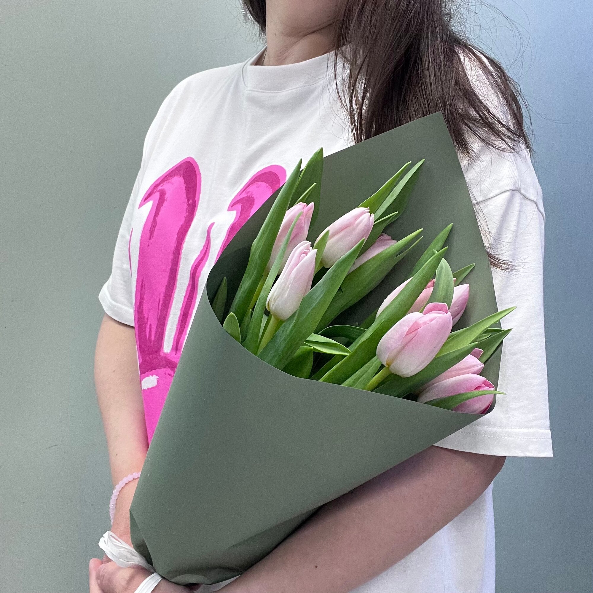 Букет тюльпанов 9 шт розовый