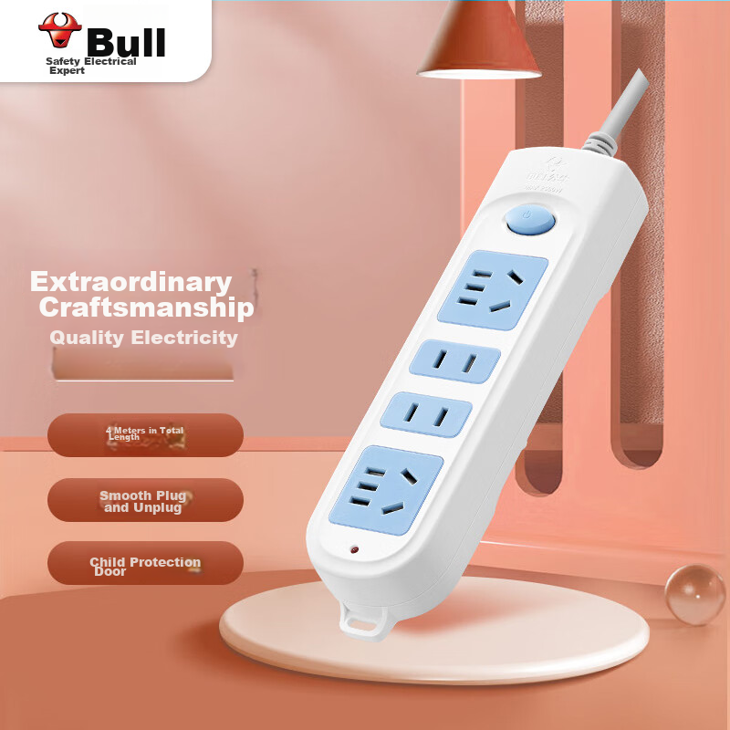 Товар BULL New National Standard Power Strip/Extension Cord/Power Bar/Power Strip/Power Board/Extension Board GN-607 4 Outlets with Master Switch, 4 Meters Long