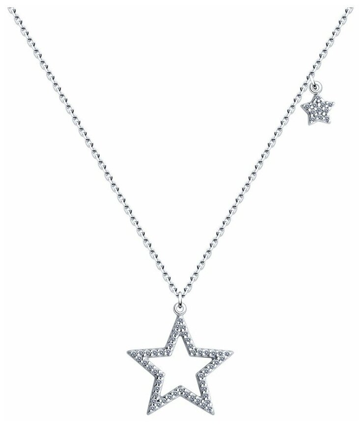 Колье, серебро, 925 проба, родирование, фианит