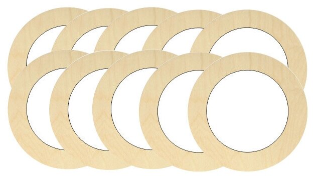 Деревянные кольца обручи для рукоделия 10 шт / для макраме, плетения, венков / диаметр внутреннего кольца 9 см, внешнего кольца 13 см.