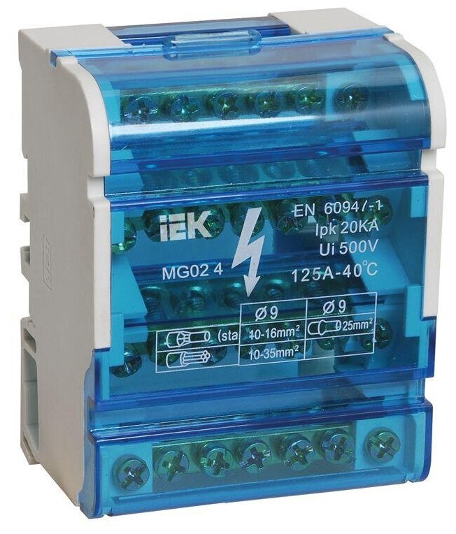 Шина на DIN-рейку в корпусе (кросс-модуль) ШНК 4х7 3L+PEN, IEK YND10-4-07-100 (10 шт.)