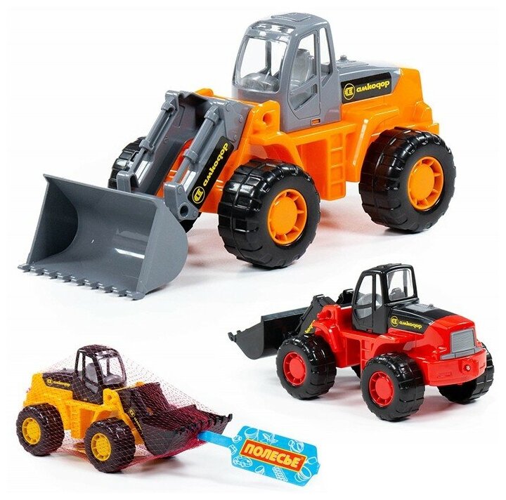 Трактор погрузчик ковшовый "Умелец" 26 см, подвижный ковш, пластик, в сетке, цвет в ассорт.