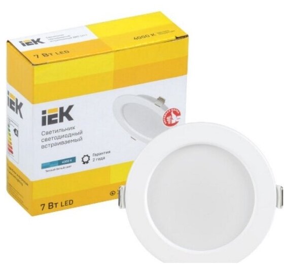 Светильник downlight Iek ДВО 1611 7Вт 4000К IP20 круг бел. LDVO0-1611-07-4000-K01