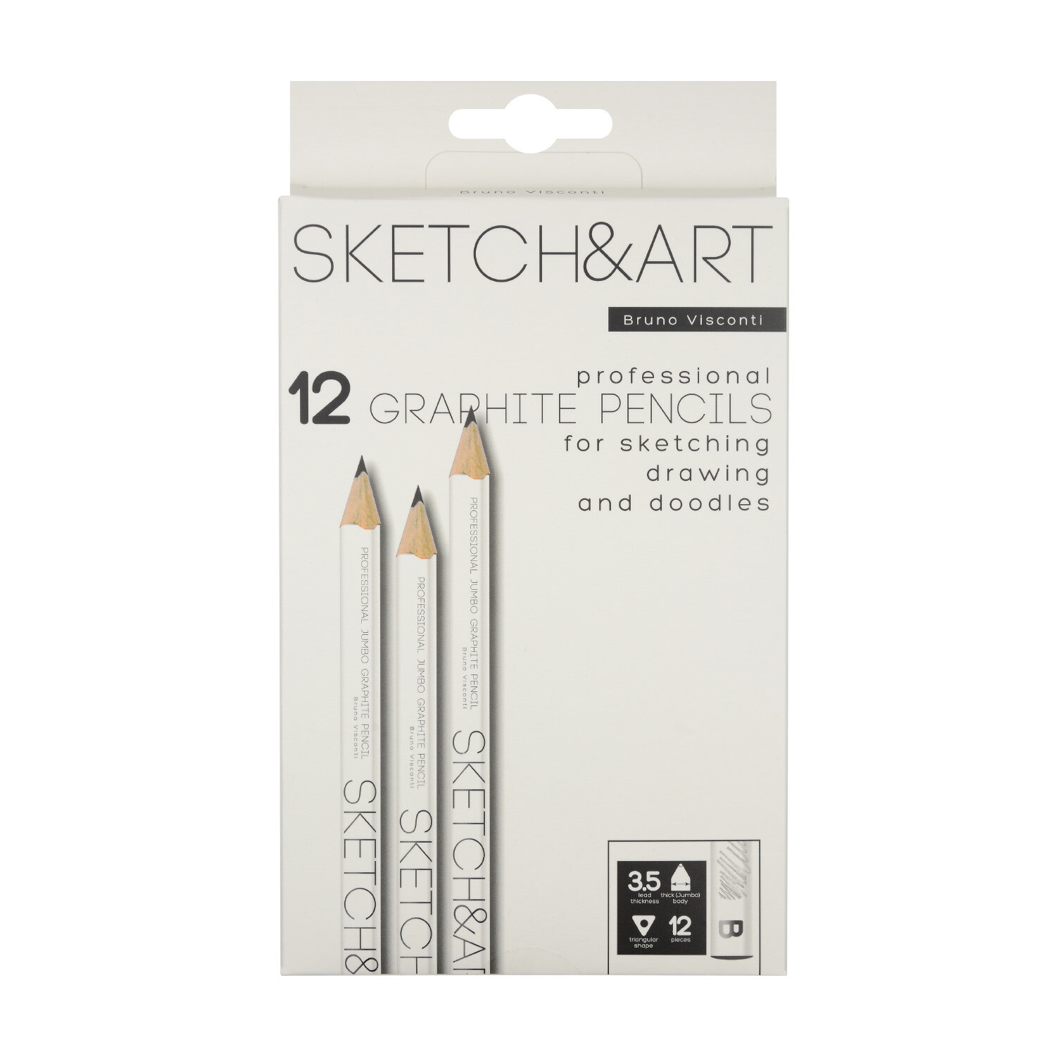 Карандаш чернографитовый "Sketch&Art. Jumbo" В, 3,5 MM Набор 12 шт.