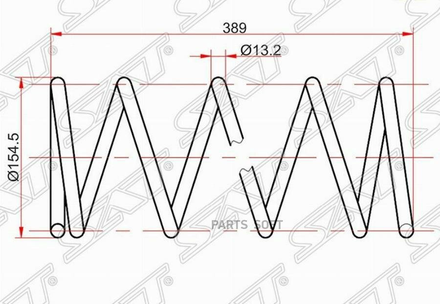 Пружина подвески Toyota Caldina (T190, T210) 92-02 / Carina E 92-98 (Спереди/ Комплект) SAT ST-23371 | цена за 1 шт