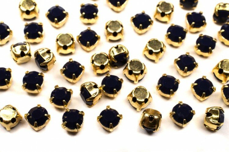 Шатоны Preciosa Maxima 4мм в оправе, цвет deep sea U/gold, 63-077, 10шт