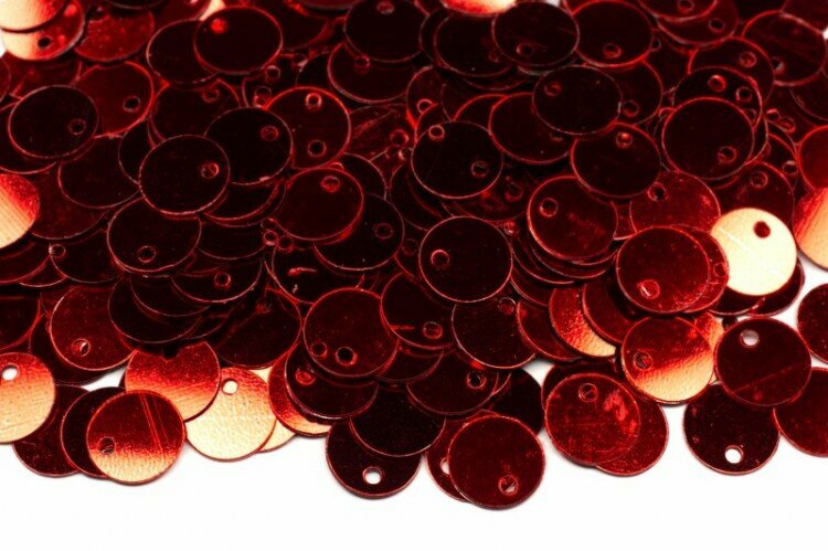 Пайетки круглые 8мм плоские, цвет 03 красный, 1022-103, 10 грамм