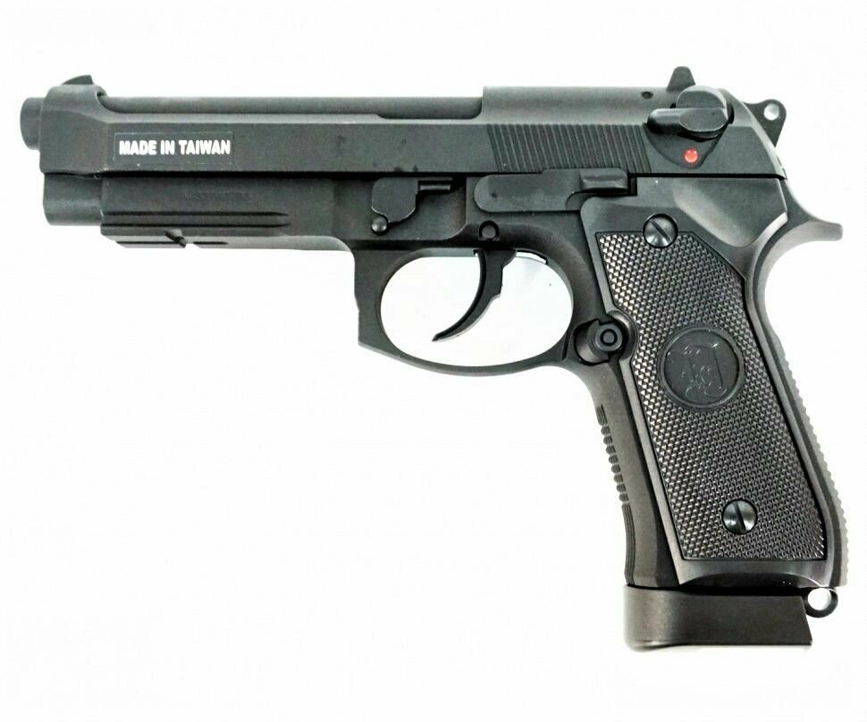 Пистолет пневм. KJW M9 A1 GBB, GAS, черный, металл, рельса