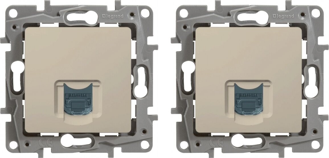 Механизм телефонной розетки legrand Etika RJ11 категория 3 слоновая кость (комплект из 2 шт.)